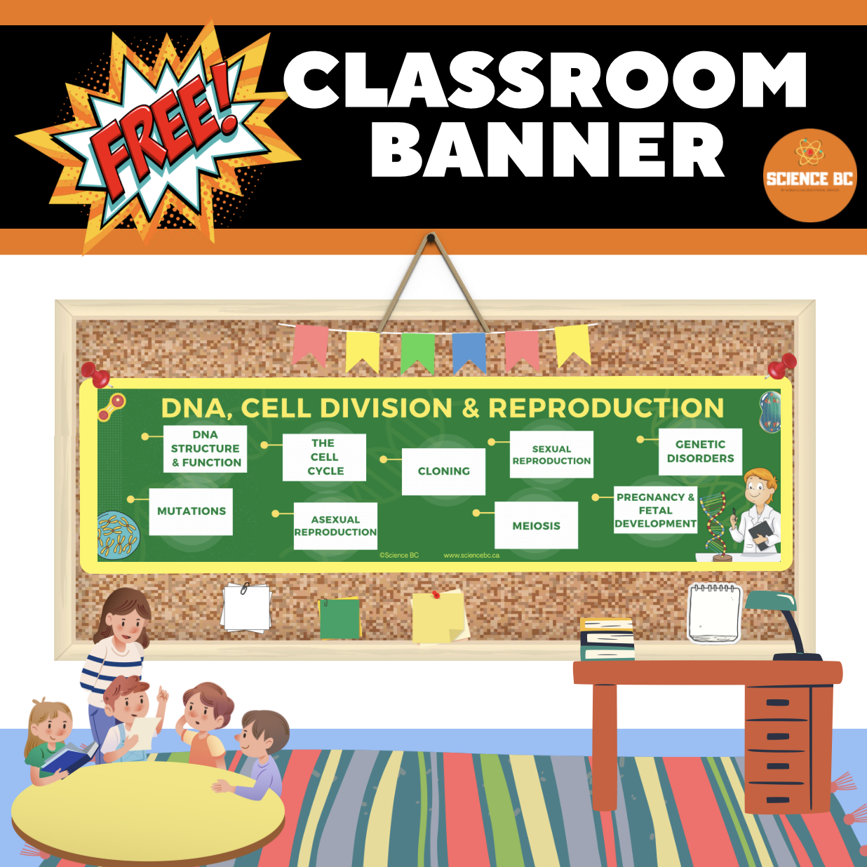 *DNA, Reproduction, & Cell Division – FREE Classroom Banner – Science BC